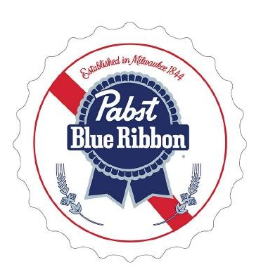 Scalloped edge, "Pabst Blue Ribbon", metal sign – Man Cave Blvd